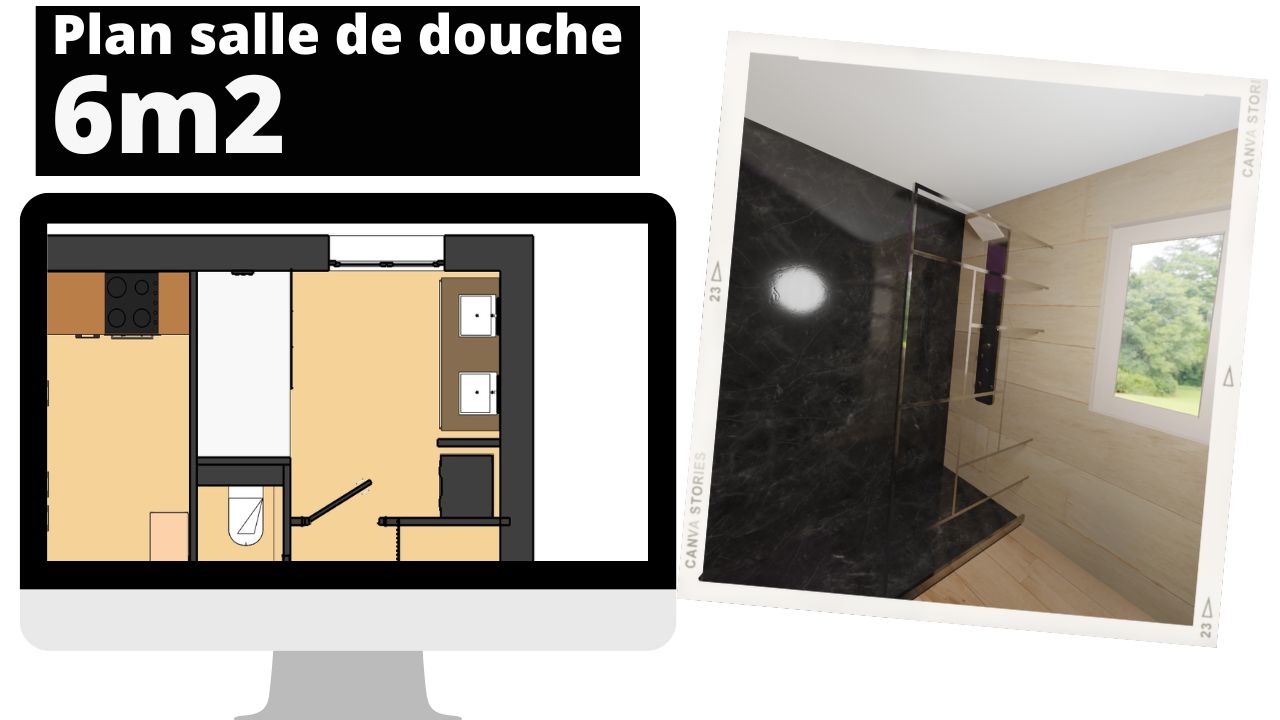 Exemple de plan salle de douche 6m2 - Aménagement salle de bain